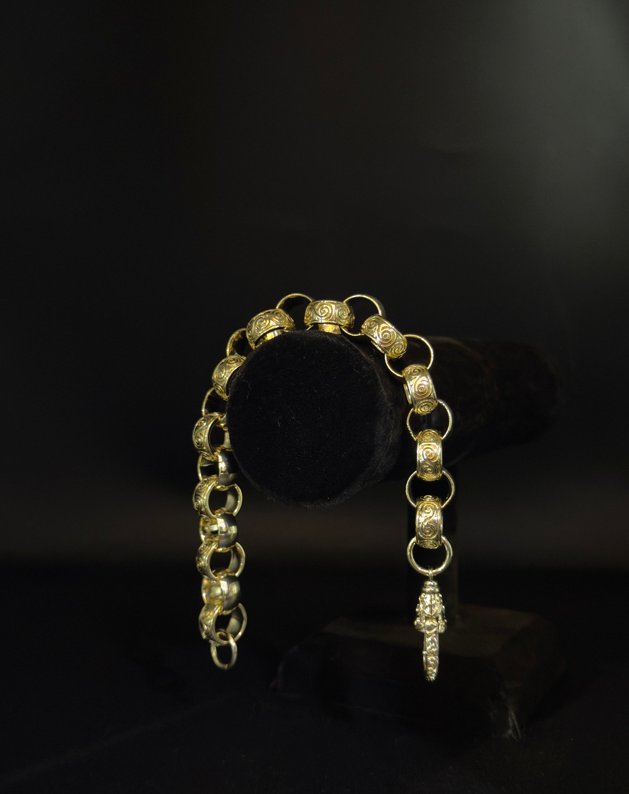 9ct Gold Filled Swirl Link Patterned Belcher Bracelet 14mm