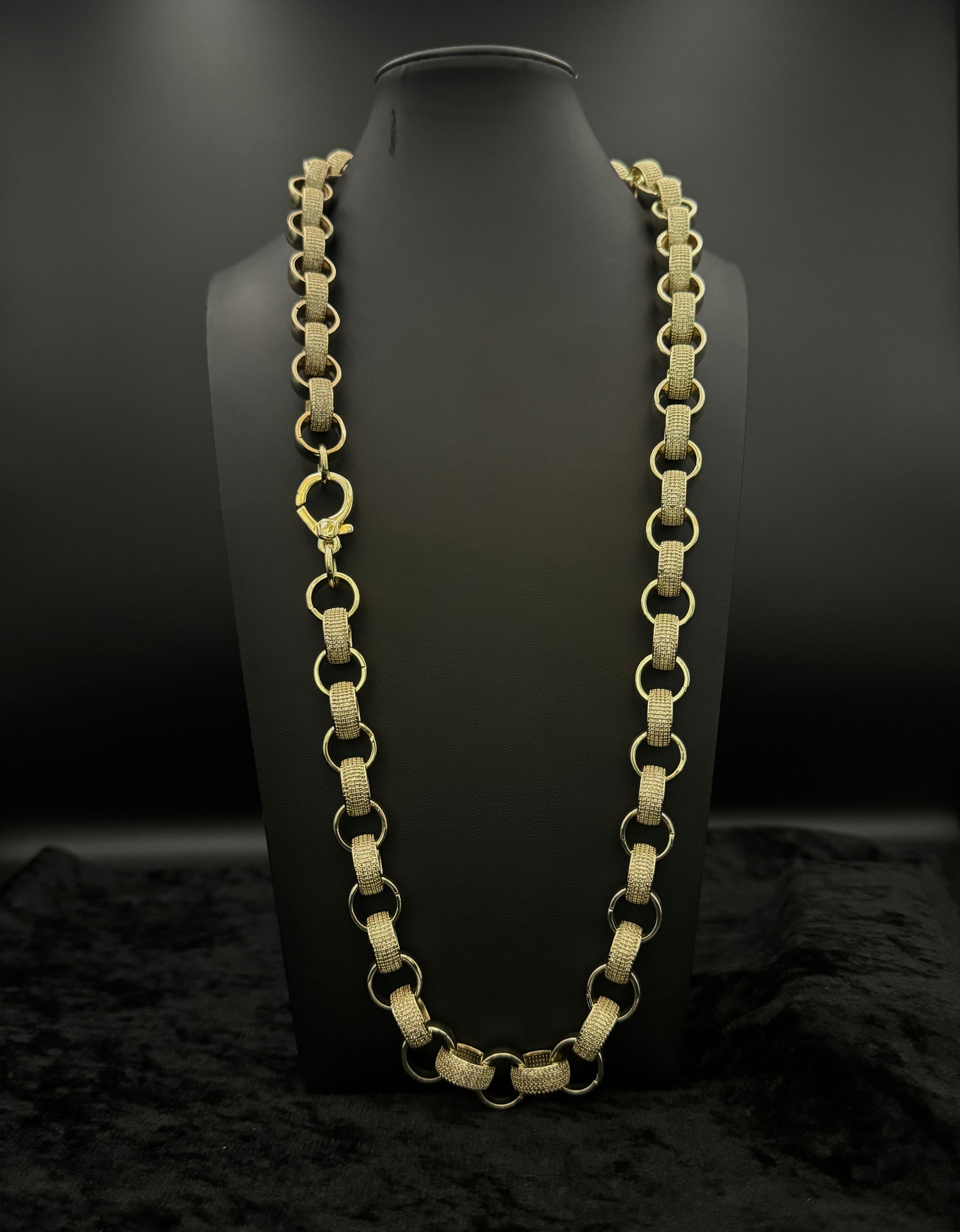 9ct Gold Filled Diamond Belcher CZ Chain 15mm